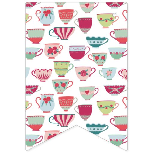 Tea Cups Modern Vintage Bunting Flags | Zazzle