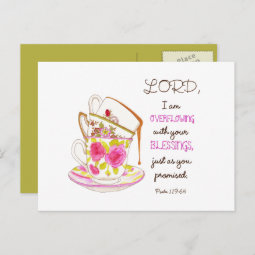Tea Cups Overflowing with Your Blessings Postcard | Zazzle