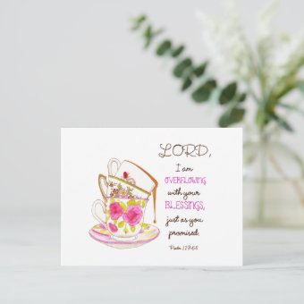 Tea Cups Overflowing with Your Blessings Postcard | Zazzle