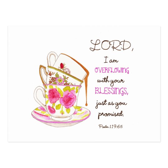 Tea Cups Overflowing with Your Blessings Postcard | Zazzle.com