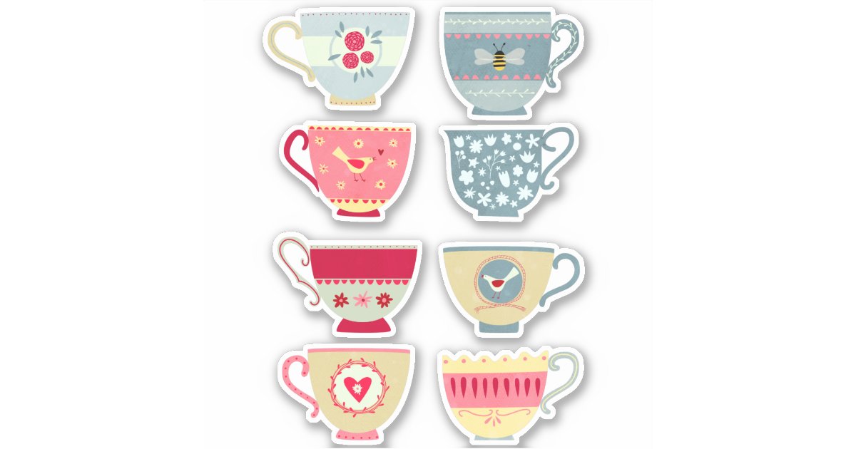 Tea Cups Sticker | Zazzle