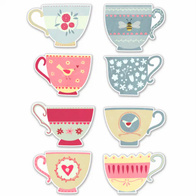 Tea Cups Sticker | Zazzle