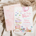 Tea for Three Pink Tea Party Birthday Invitation | Zazzle