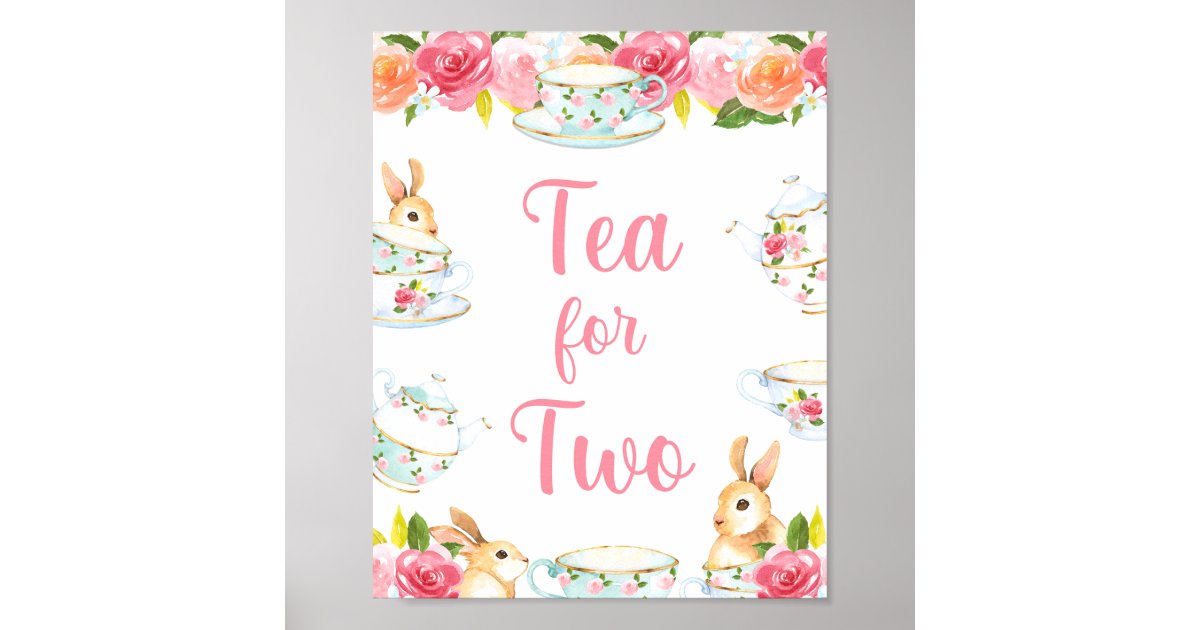 Tea for Two 2nd Birthday Tea Party Sign | Zazzle