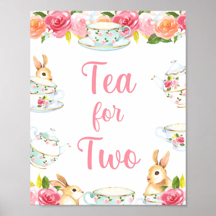 Tea for Two 2nd Birthday Tea Party Sign | Zazzle