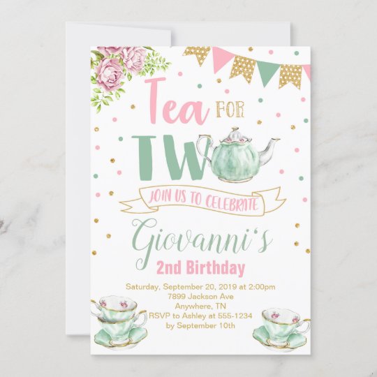 Tea for Two Birthday Party Invitation | Zazzle.com