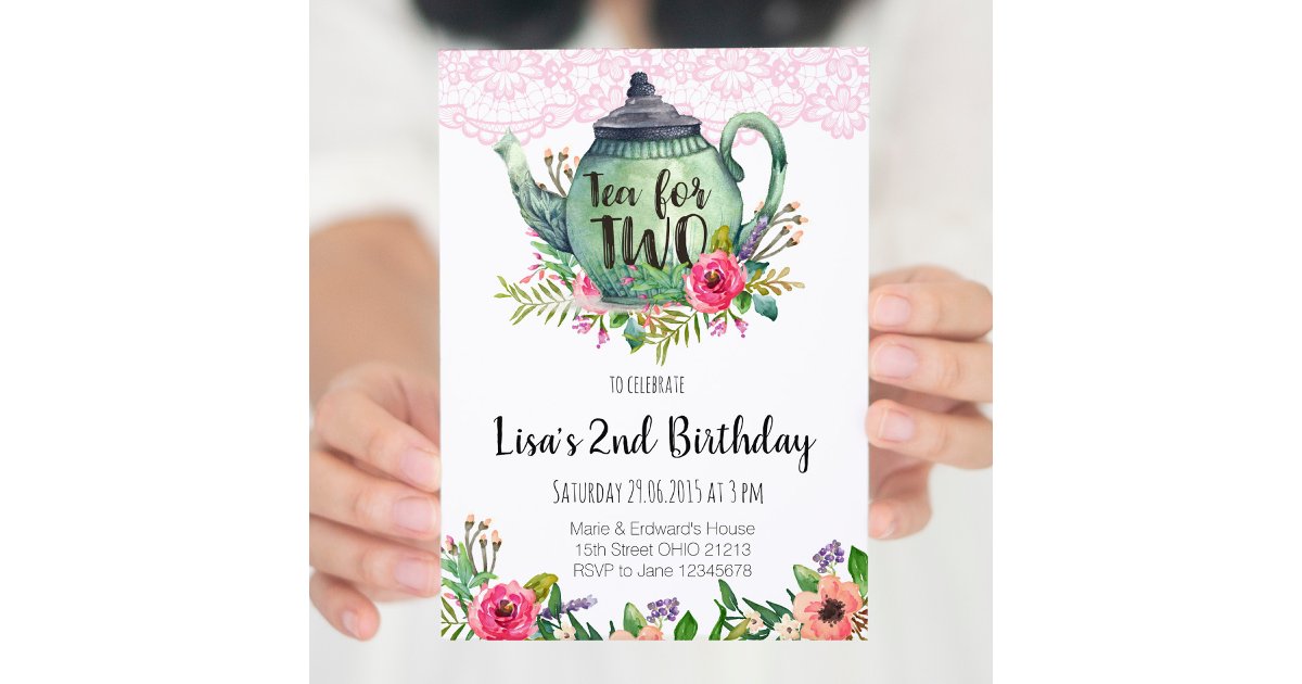 Tea for Two Birthday Party Invitation | Zazzle