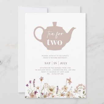 Tea For Two Floral Birthday Invitation | Zazzle
