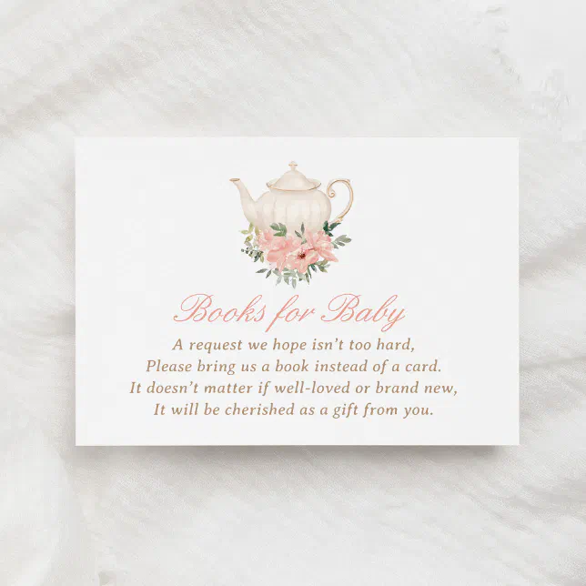 Tea Party Baby Shower Books for Baby Enclosure Card | Zazzle