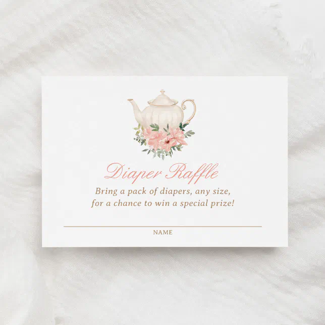 Tea Party Baby Shower Diaper Raffle Ticket Enclosure Card | Zazzle