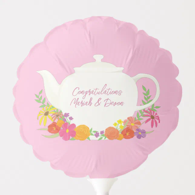 Tea Party Baby Shower Teapot Pink Girl Balloon | Zazzle