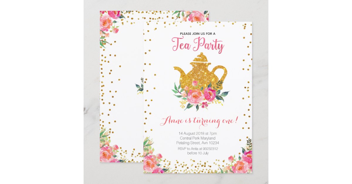 Tea Party Birthday Invitation | Zazzle