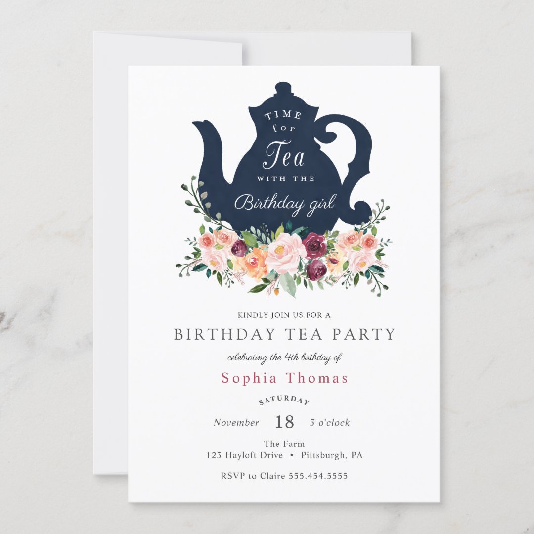 Tea Party Birthday Invitation | Zazzle