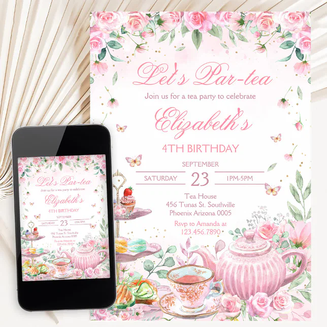 Tea Party Birthday Invitation | Zazzle