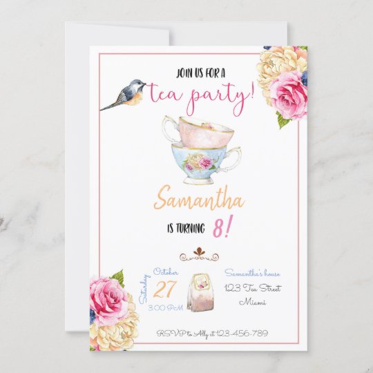 Tea Party Birthday Invitation, Tea Invitation | Zazzle.com