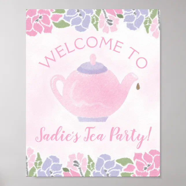 Tea Party Birthday Party Welcome Sign | Zazzle
