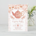 Tea Party Birthday - Rose Gold White Invitation | Zazzle