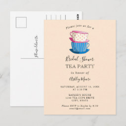 Tea Party Bridal Shower Elegant Cute Afternoon tea Postcard | Zazzle