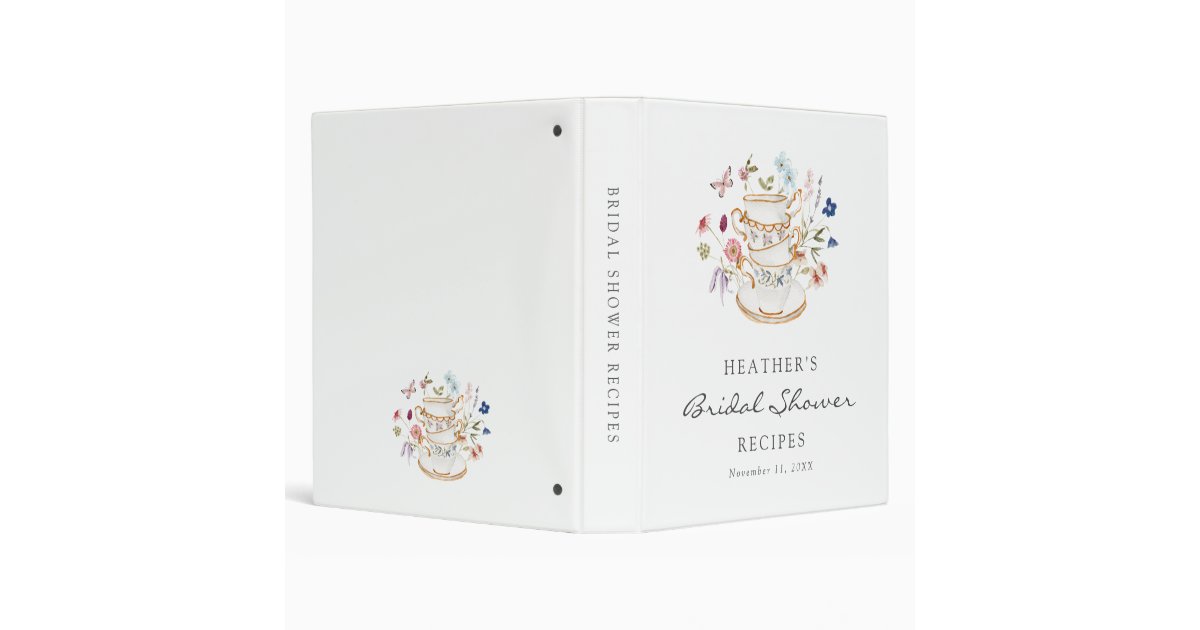 Tea Party Bridal Shower Recipe Binder | Zazzle