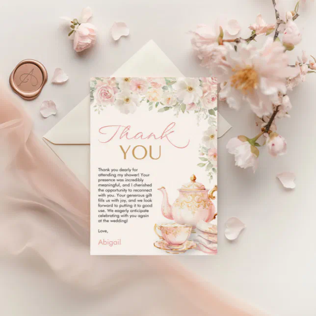 Tea Party Bridal Shower Thank You Card | Zazzle