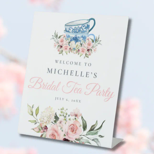 Tea Party Bridal Shower Welcome Sign | Zazzle