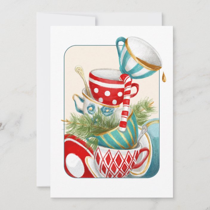 Tea Party Christmas Holiday Card | Zazzle.com