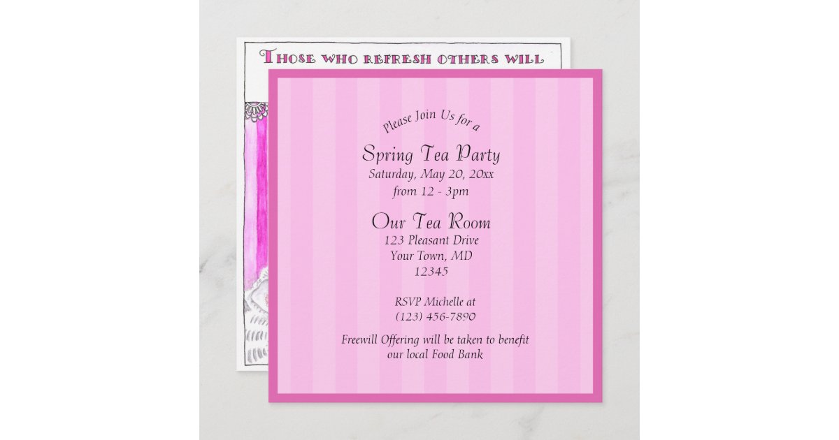 Tea Party Illustration with Scripture Invitation | Zazzle