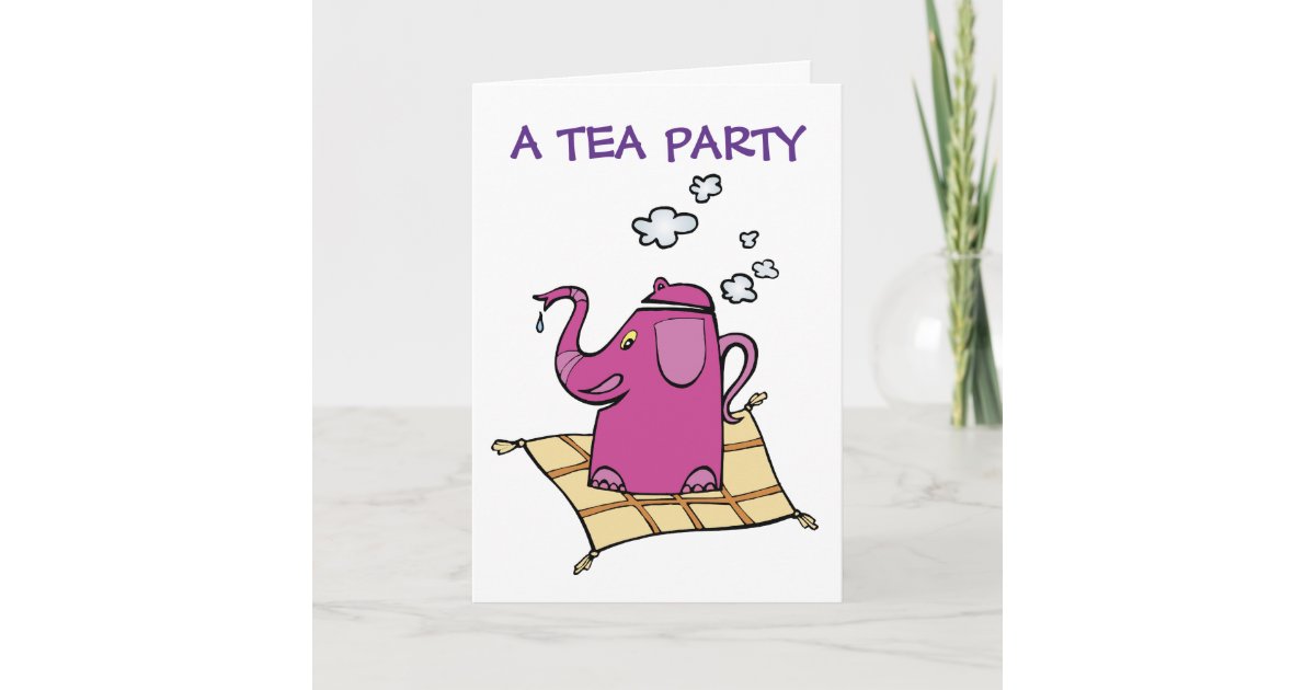 Tea Party Invitation: Flying Elephant Tea Kettle Invitation | Zazzle