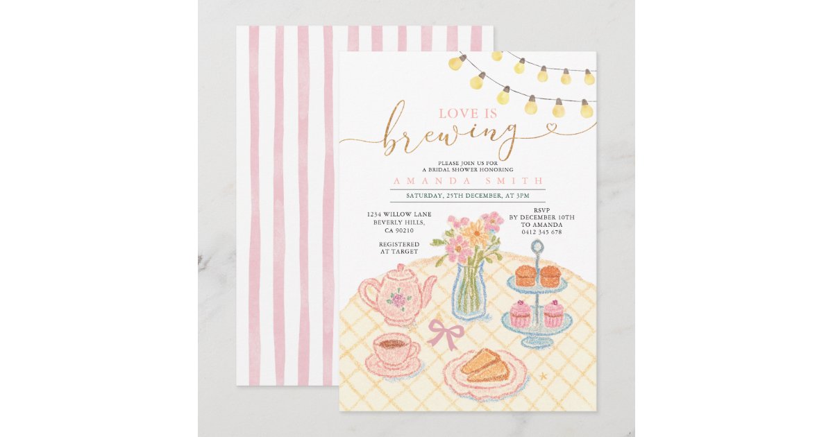 Tea Party Love is brewing Bridal Shower Invitation | Zazzle
