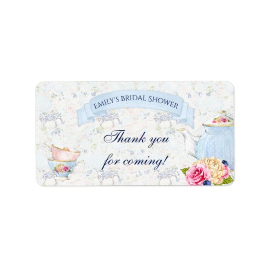 Tea Party Roses Teacups Teapot Label | Zazzle.com