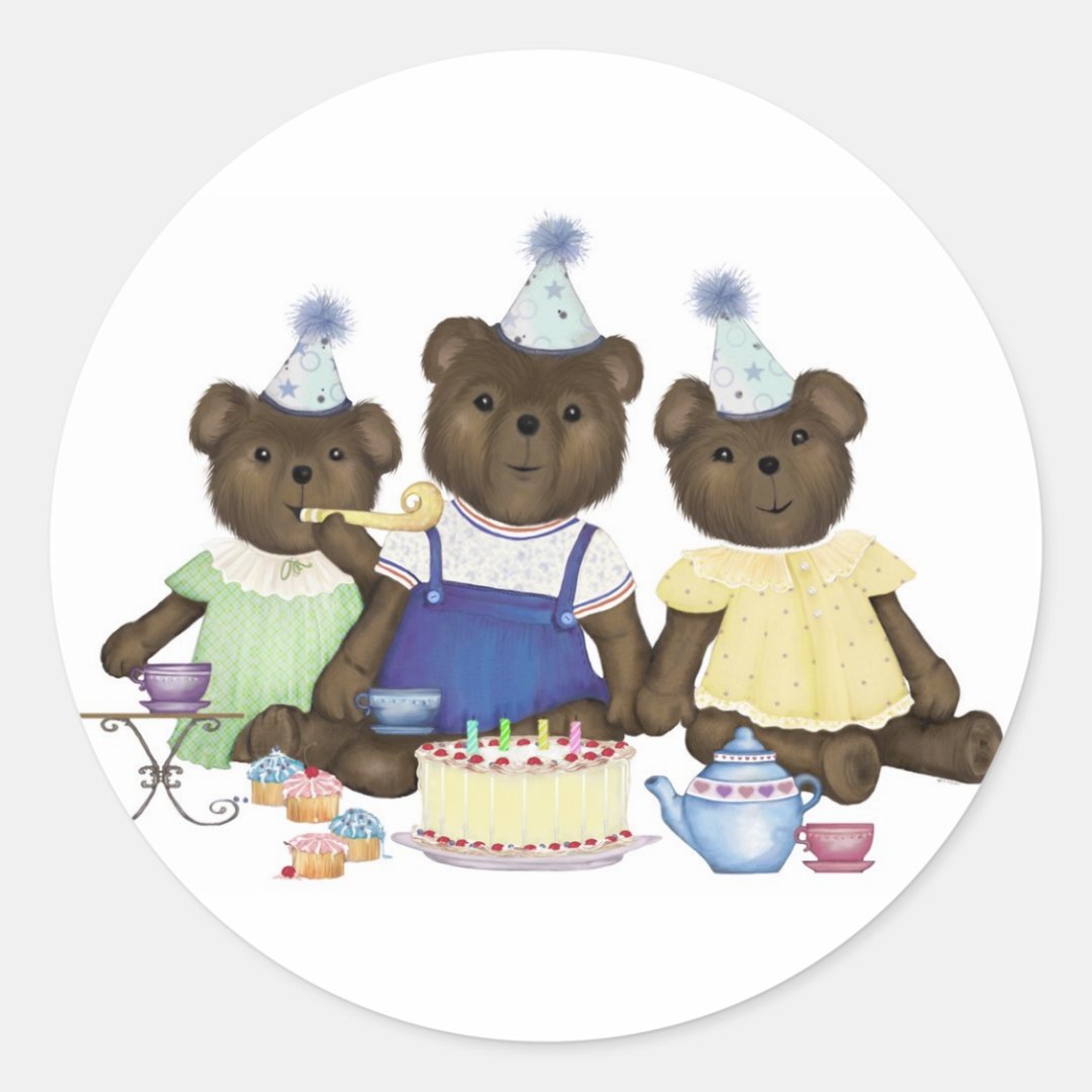 Tea Party Teddy Bear Stickers | Zazzle