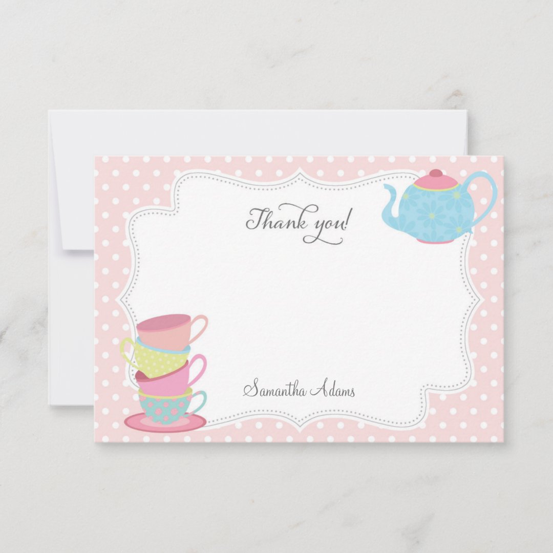 Tea Party Thank You Card (Pink) | Zazzle