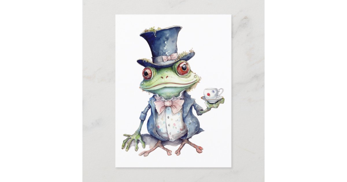 Tea Party Toad in Top Hat Postcard | Zazzle