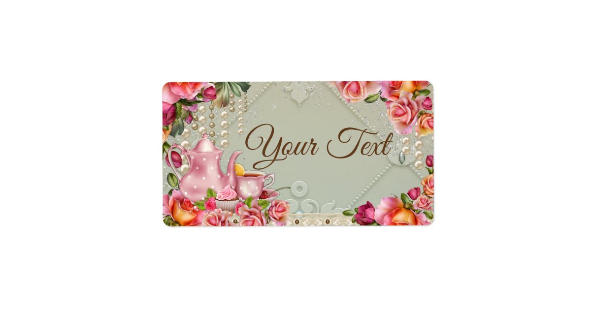 Tea Party Water Bottle Labels | Zazzle