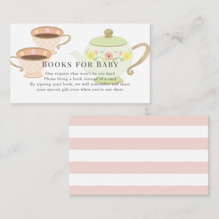Tea Pot & Cups Tea Party Baby Shower Book Request Enclosure Card | Zazzle