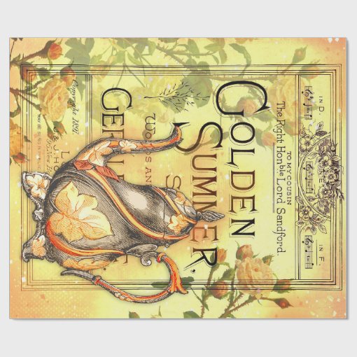 Tea Pot Rose Garden Ephemera Decoupage Wrapping Paper | Zazzle