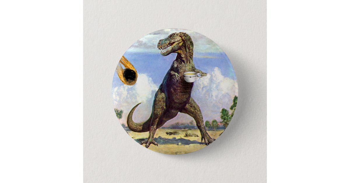 Tea Rex Button | Zazzle