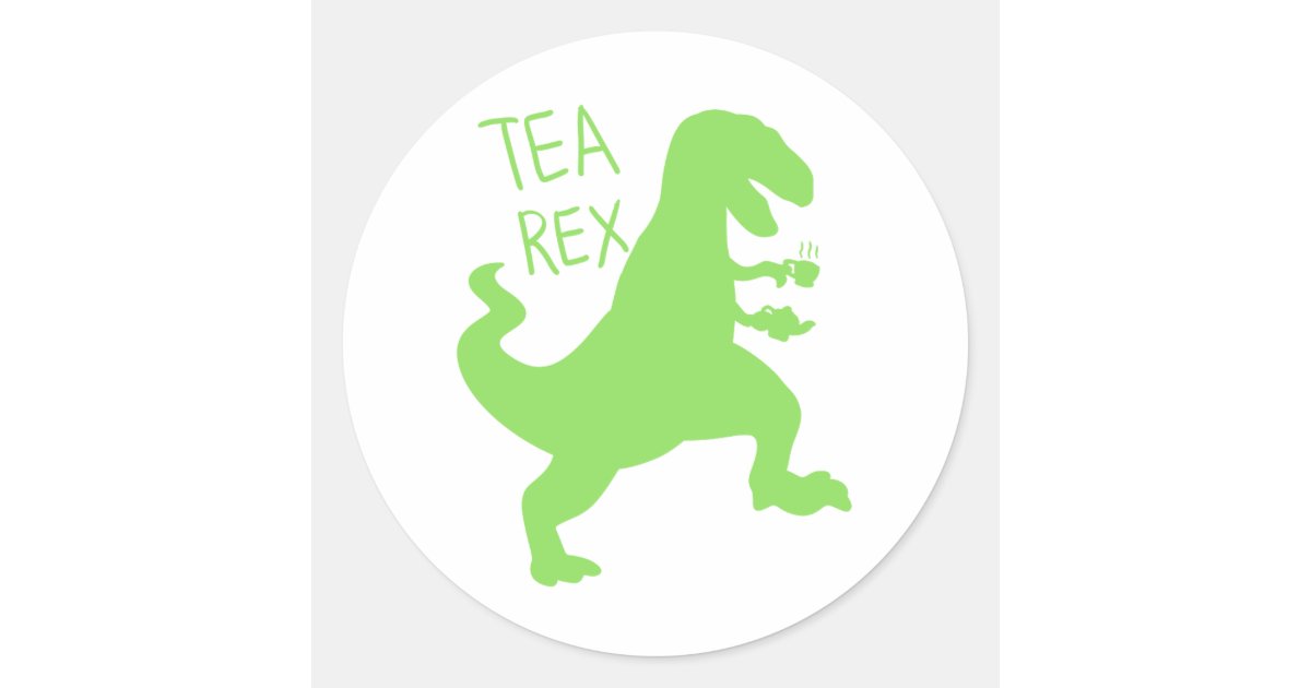 Tea rex - Choose background color Classic Round Sticker | Zazzle