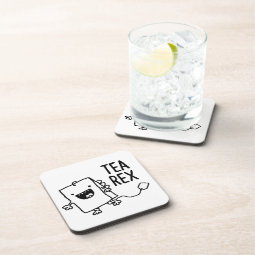 Tea Rex Tea Bag Funny Pun Cartoon Coaster | Zazzle