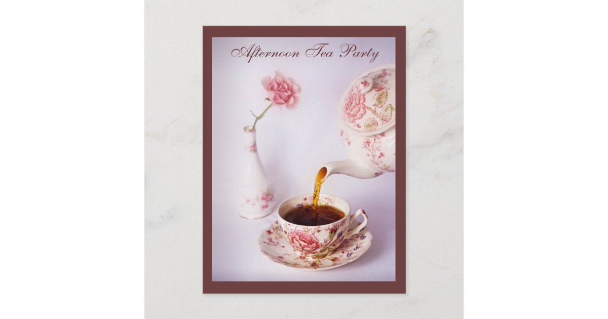 Tea Time, Afternoon Tea Party Invitation Postcard | Zazzle