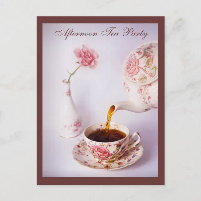 Tea Time, Afternoon Tea Party Invitation Postcard | Zazzle