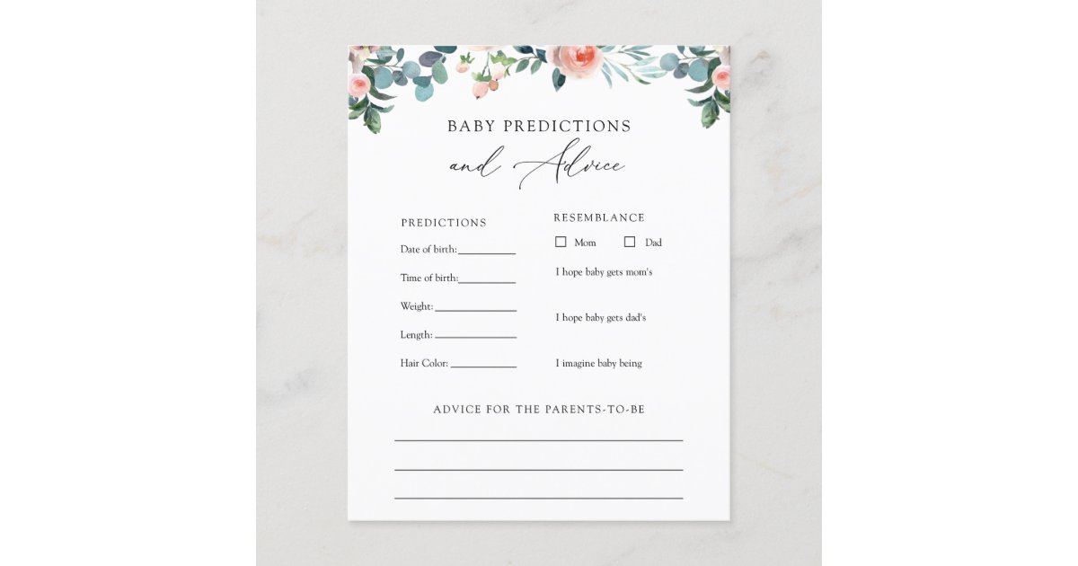 Tea Time Baby Advice and Predictions Card | Zazzle