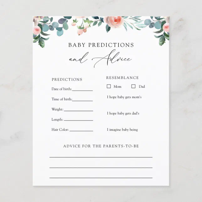 Tea Time Baby Advice and Predictions Card | Zazzle