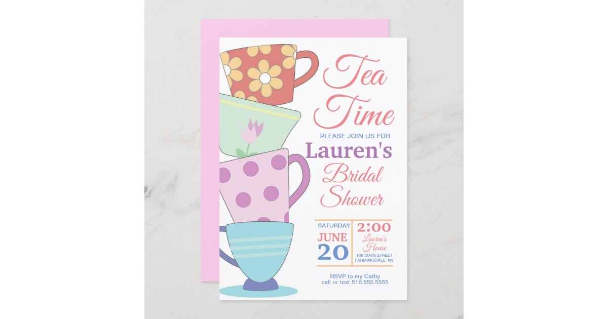 Tea Time Bridal Shower Invitation | Zazzle