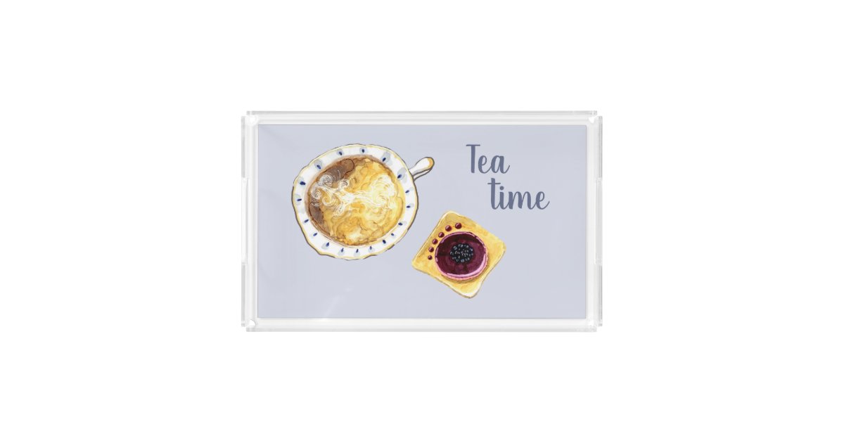 Tea Time Illustration Tray | Zazzle