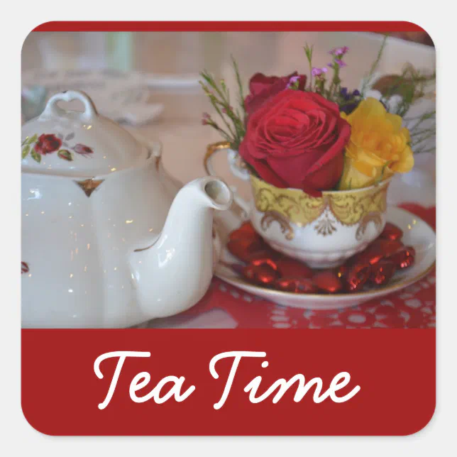 Tea Time Stickers - Square | Zazzle