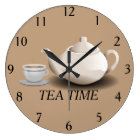 Tea Time Elegant Teapot Rustic Barn Wood Round Clock | Zazzle.com