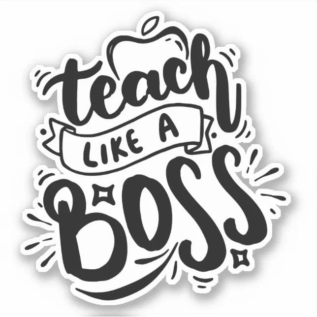 Teach Like a Boss Teacher School Laptop Book Stick Sticker | Zazzle