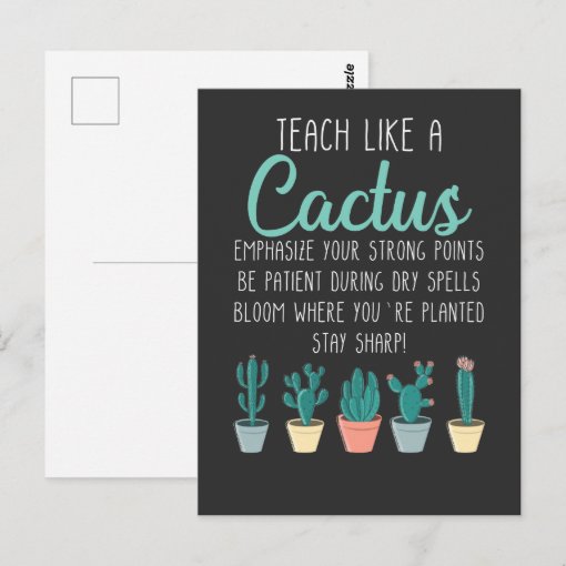 Teach Like A Cactus Teacher Back To School Postcard | Zazzle