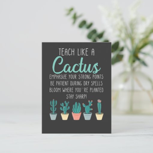Teach Like A Cactus Teacher Back To School Postcard | Zazzle
